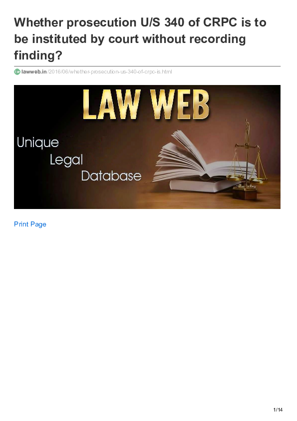 (PDF) Whether prosecution U/S 340 of CRPC is to be instituted by court ...