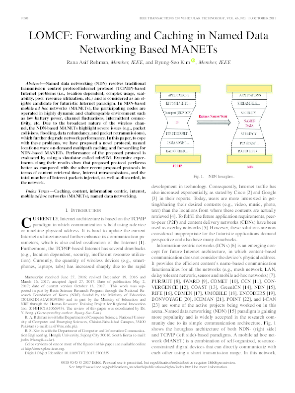 (PDF) LOMCF: Forwarding and Caching in Named Data Networking Based MANETs