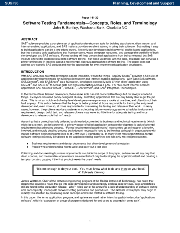 (PDF) Software Testing Fundamentals—Concepts, Roles, and Terminology