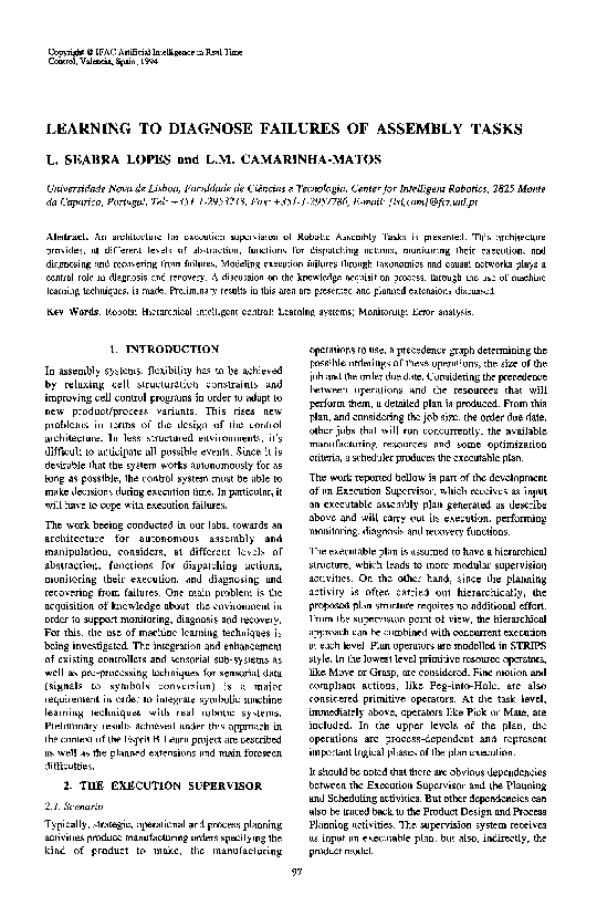 (PDF) Learning to Diagnose Failures of Assembly Tasks