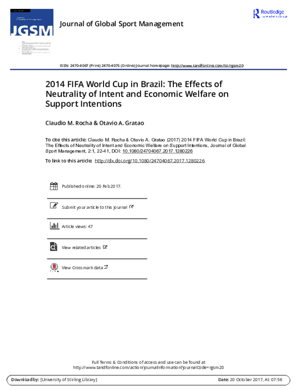 (PDF) Residents' Perceptions of the Impacts of the Fifa 2010 World Cup ...