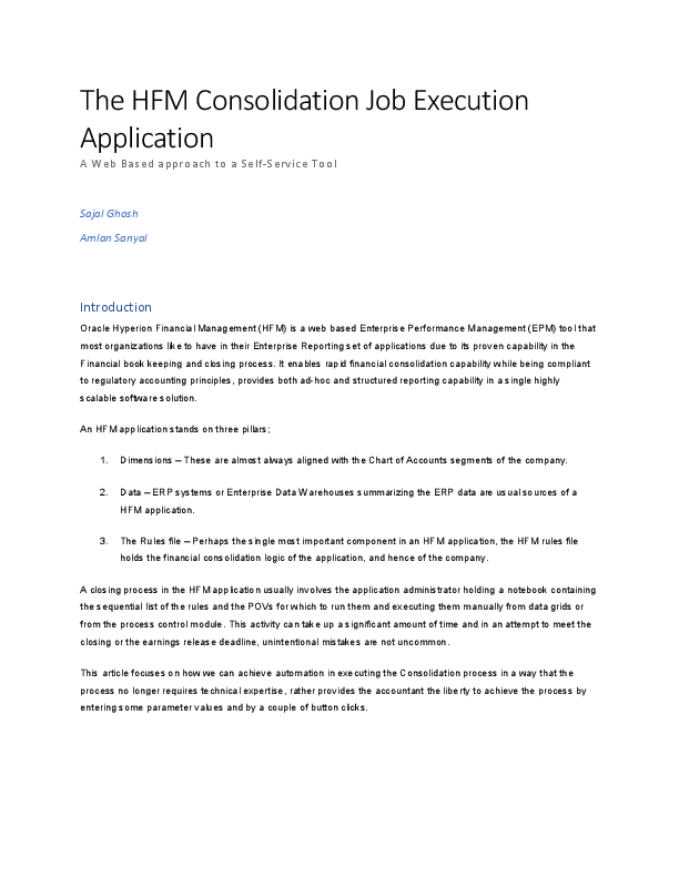 (PDF) The HFM Consolidation Job Execution Application - A Web Based approach to a Self-Service Tool
