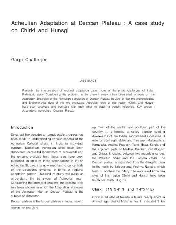 (PDF) Acheulian Adaptation at Deccan Plateau: A Case Study on Chirki ...