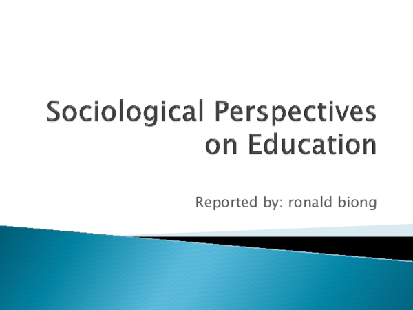 (PPT) Sociological Perspectives on Education