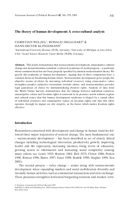 (PDF) The theory of human development: A cross-cultural analysis