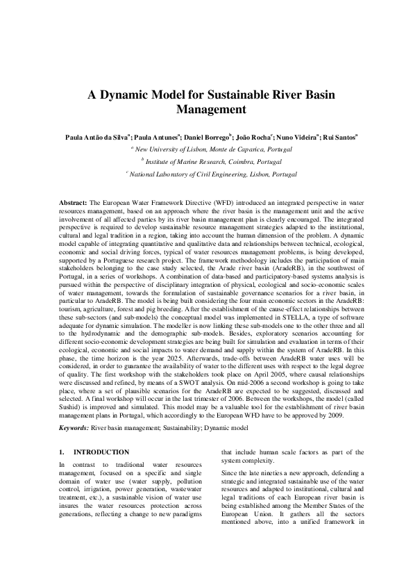 (PDF) A Dynamic Model for Sustainable River Basin Management