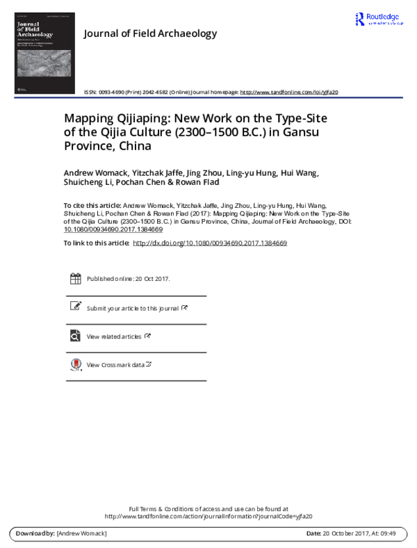 (PDF) Mapping Qijiaping: New Work on the Type-Site of the Qijia Culture ...