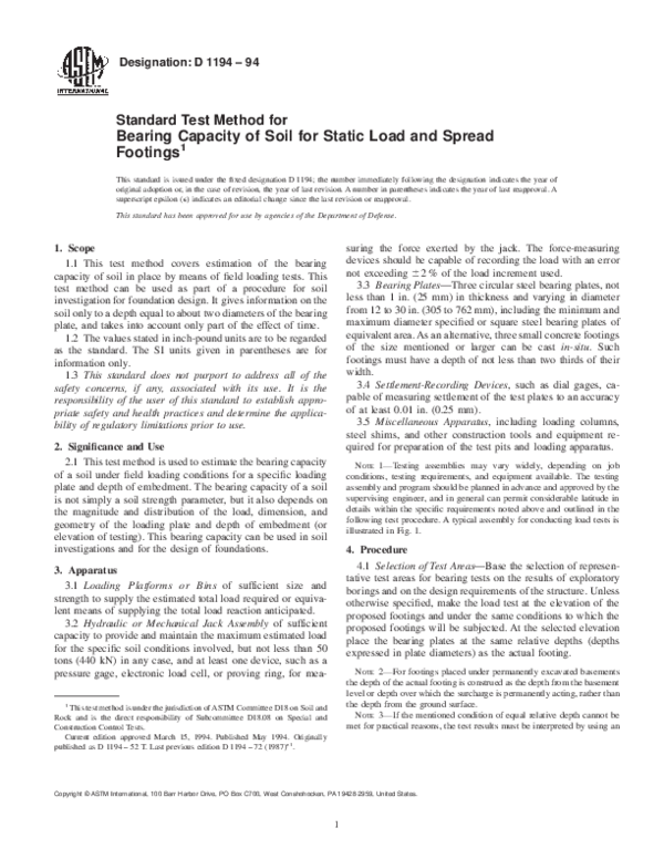 (PDF) Standard Test Method for Bearing Capacity of Soil for Static Load ...