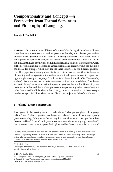 (PDF) Compositionality and Concepts—A Perspective from Formal Semantics and Philosophy of Language