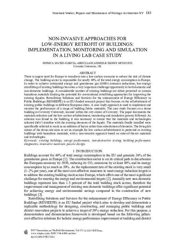 (PDF) NON-INVASIVE APPROACHES FOR LOW-ENERGY RETROFIT OF BUILDINGS ...