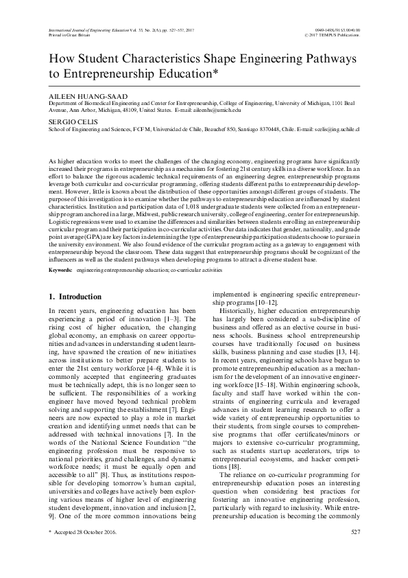 (PDF) How Student Characteristics Shape Engineering Pathways to ...