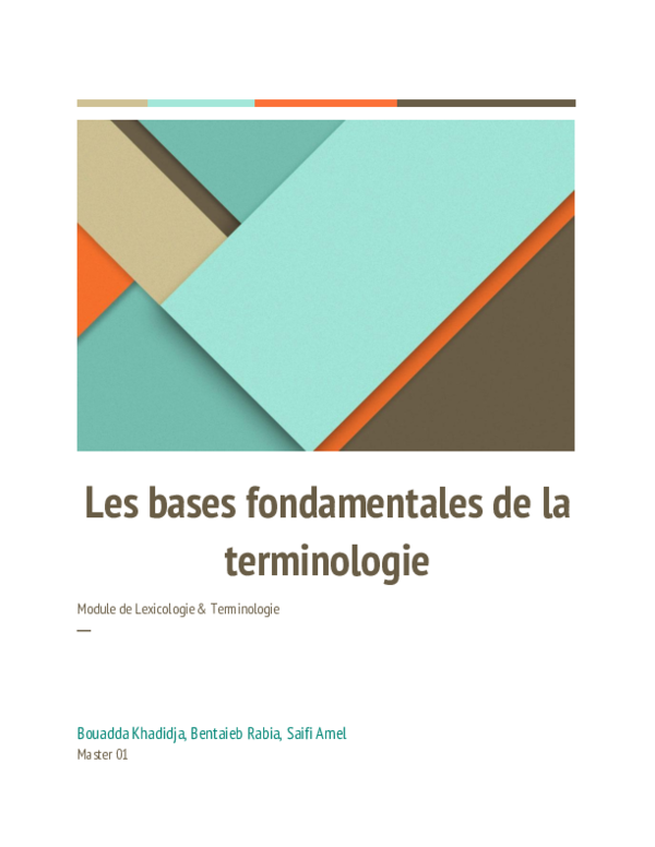 (DOC) Bases fondamentaux de la terminologie