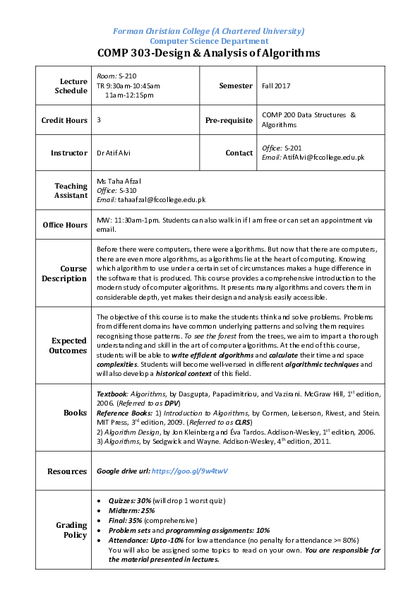 (DOC) COMP 303-Design & Analysis of Algorithms | usman ahmed - Academia.edu