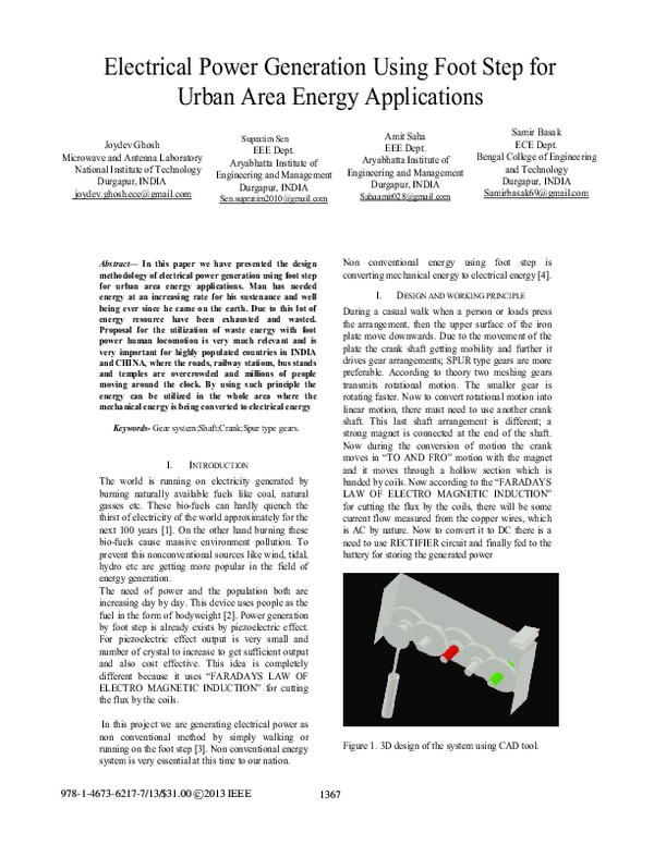 (PDF) Foot steps power generation