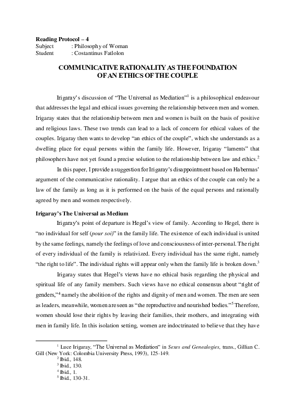 (DOC) COMMUNICATIVE RATIONALITY AS THE FOUNDATION OF AN ETHICS OF THE ...