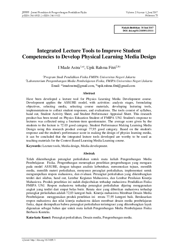 (PDF) Integrated Lecture Tools to Improve Student Competencies to ...