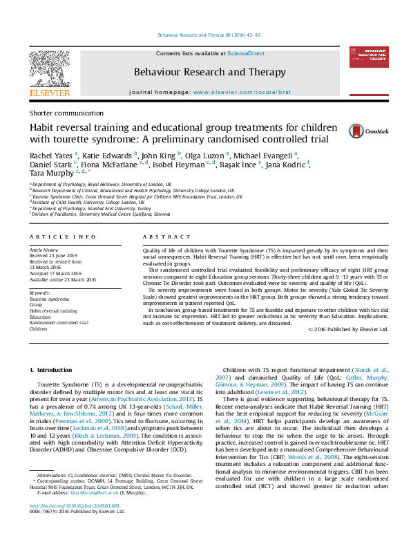 (PDF) Habit reversal training and educational group treatments for ...