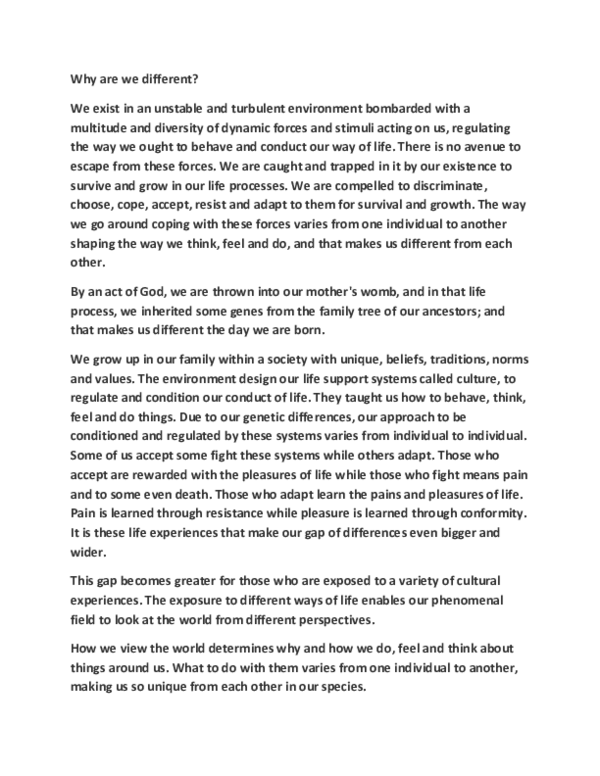 (DOC) Why are we different