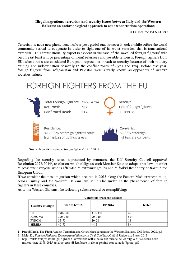 (PDF) Illegal migrations, terrorism and security issues between Italy ...