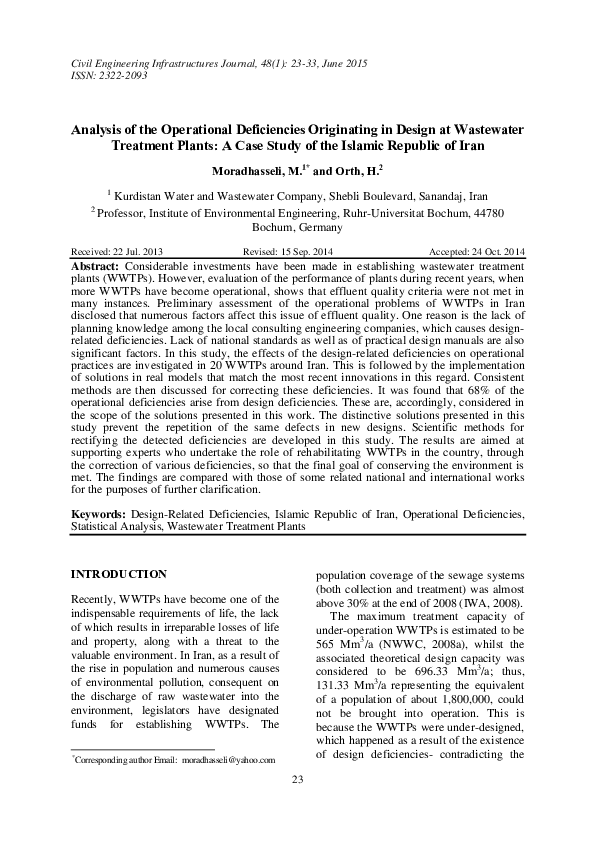 (PDF) Analysis of the Operational Deficiencies Originating in Design at ...