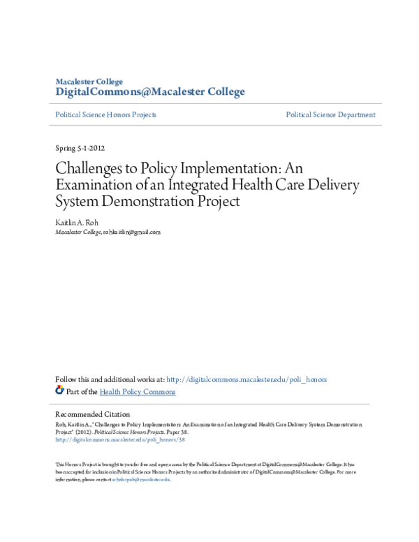 (PDF) Challenges to Policy Implementation: An Examination of an ...