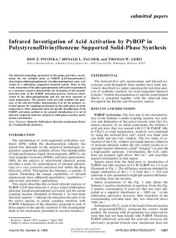 (PDF) Infrared Investigation of Acid Activation by PyBOP in Polystyrene ...