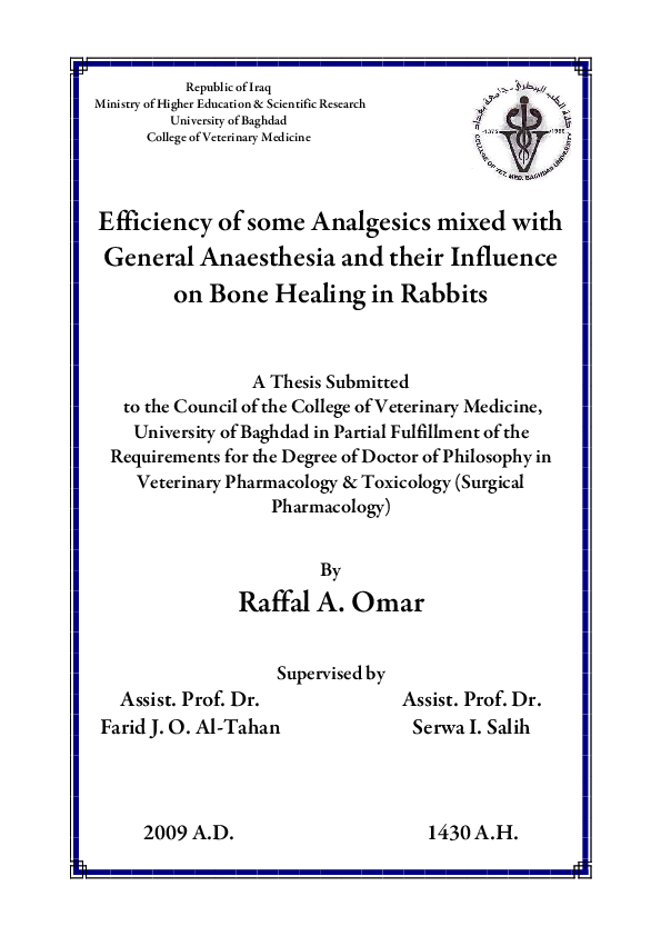 (PDF) Efficiency of some Analgesics mixed with General Anaesthesia and ...