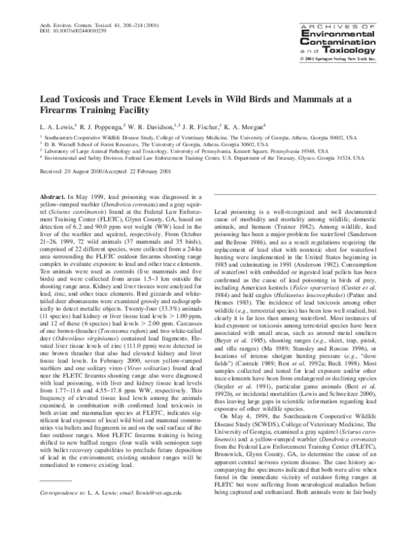 (PDF) Lead Toxicosis and Trace Element Levels in Wild Birds and Mammals ...