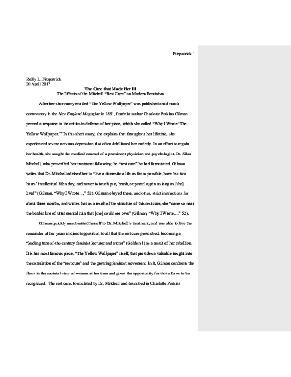 (DOC) The Cure That Made Her Ill: The Effects of the Mitchell “Rest ...