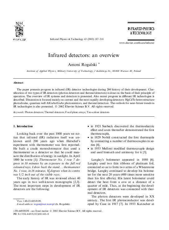 Pdf Infrared Detectors An Overview