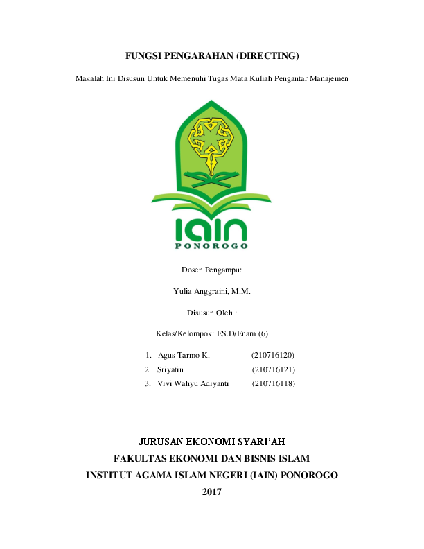 (DOC) FUNGSI PENGARAHAN (DIRECTING) - Agus Tarmo Kusuma