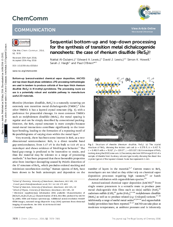 (PDF) Sequential bottom-up and top-down processing for the synthesis of transition metal ...