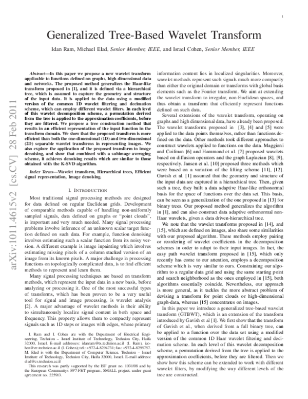 (PDF) Generalized Tree-Based Wavelet Transform