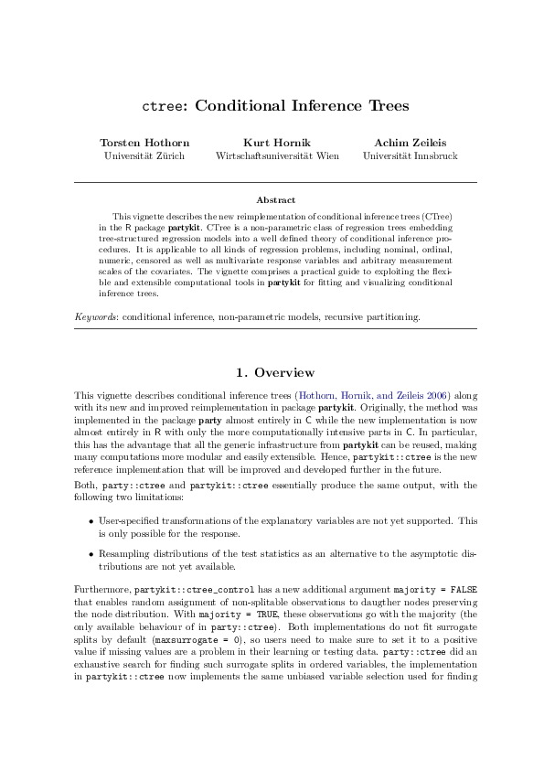 Pdf Ctree Conditional Inference Trees