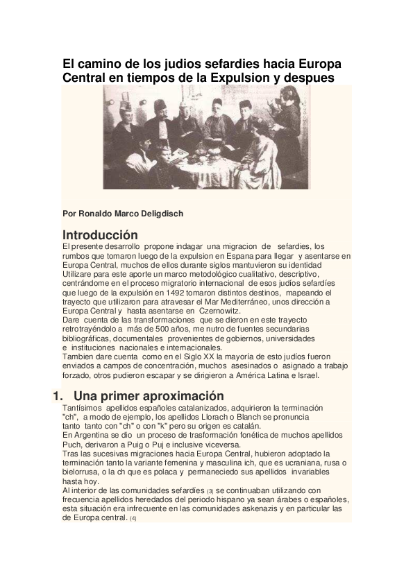 (PDF) El camino de los judios sefardies hacia Europa Central en tiempos ...