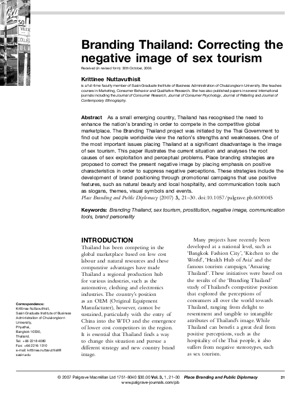 Pdf Correcting Negative Image Of Sex Tourism