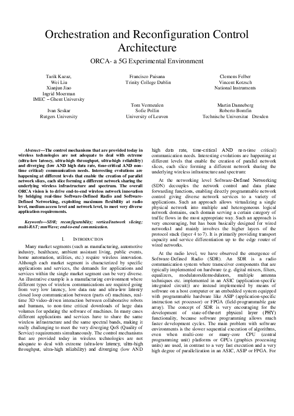 (PDF) Orchestration and Reconfiguration Control Architecture ORCA-a 5G ... (PDF) Orchestration and Reconfiguration Control Architecture ORCA-a 5G ...