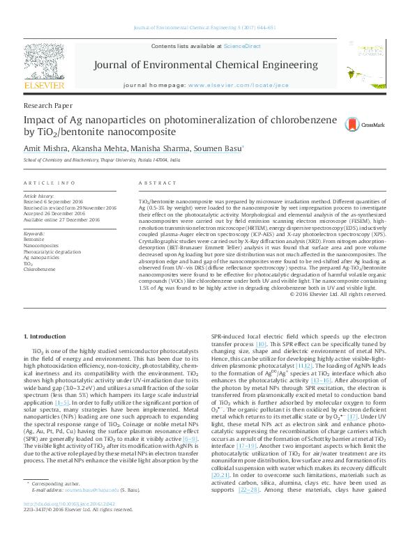 (PDF) Impact of Ag nanoparticles on photomineralization of ...