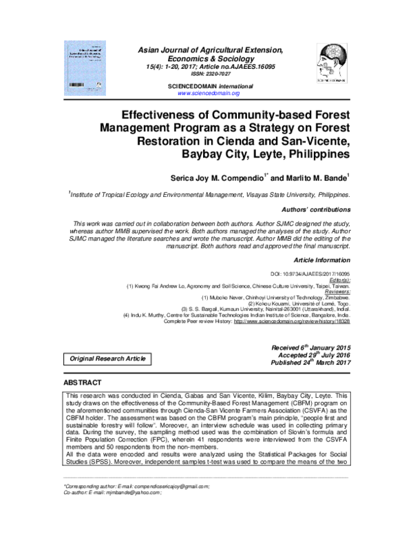 (PDF) Community-Based Forest Management in the Philippines: A ...