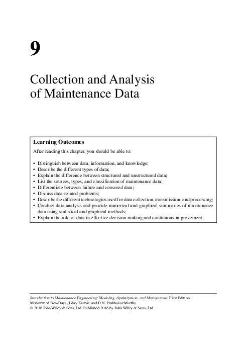 (PDF) Collection and Analysis of Maintenance Data