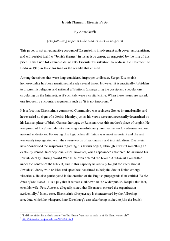 (PDF) Jewish Themes in Eisenstein's Art