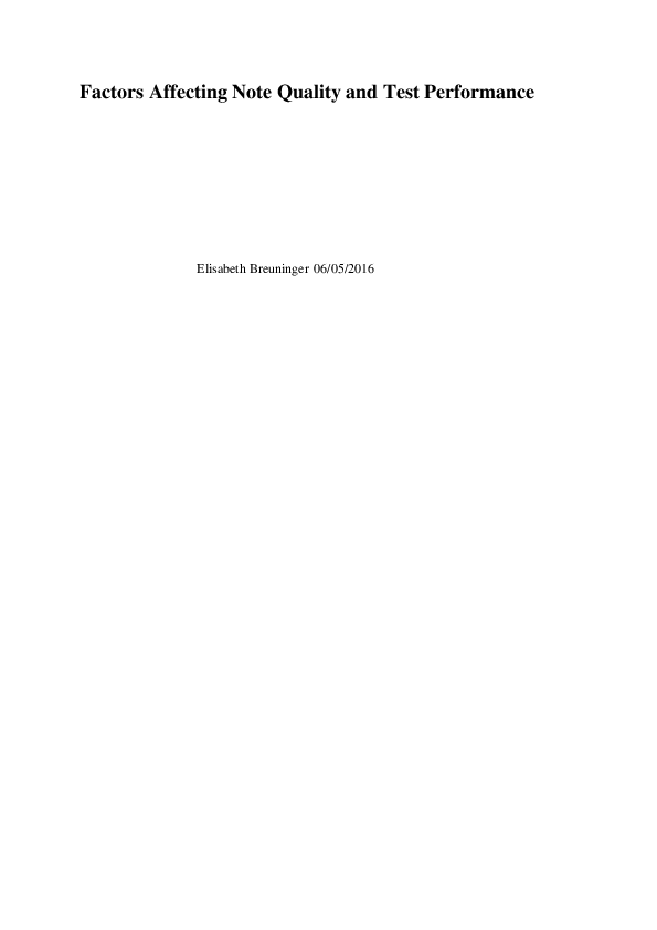 (DOC) Factors Affecting Note Quality and Test Performance