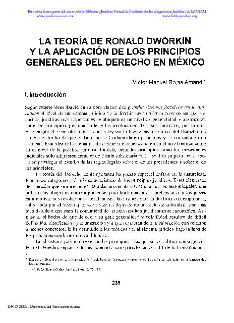 (PDF) LA TEORíA DE RONALD DWORKIN y LA APLICACiÓN DE LOS PRINCIPIOS GENERALES DEL DERECHO EN MÉXICO