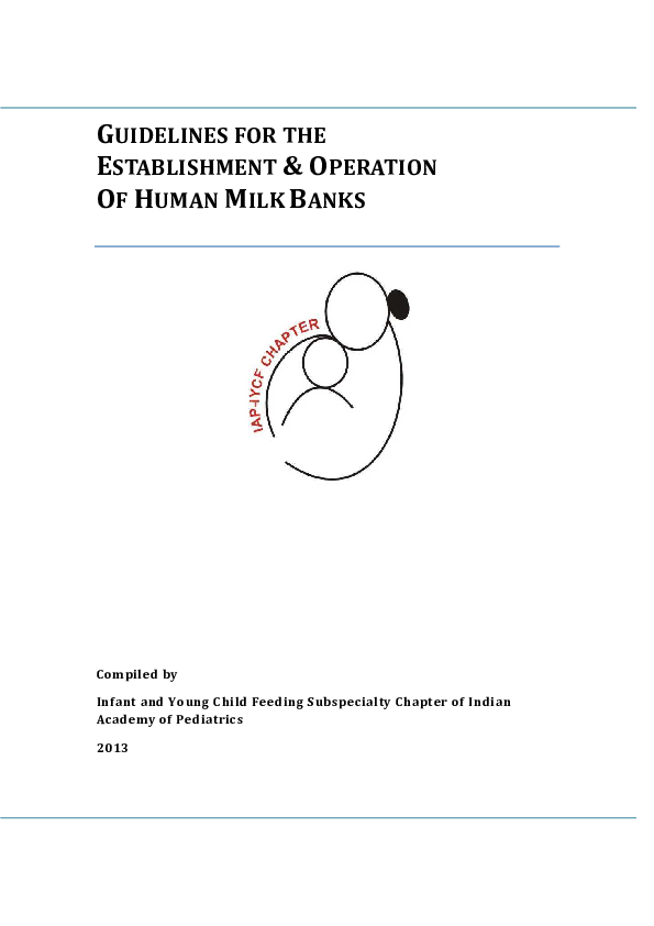 (PDF) GUIDELINES FOR THE ESTABLISHMENT & OPERATION OF HUMAN MILK BANKS ...