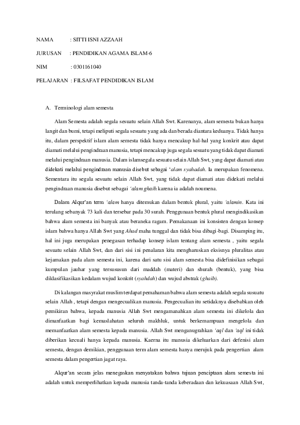 (DOC) Resume FPI (Terminologi Alam Semesta)