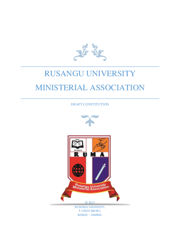 (PDF) rusangu university ministerial association