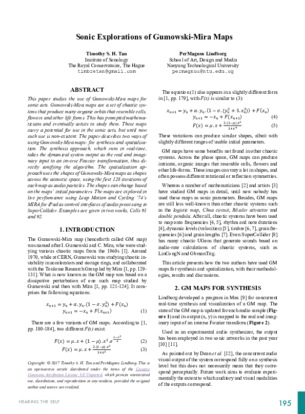 (PDF) Sonic Explorations of Gumowski-Mira Maps