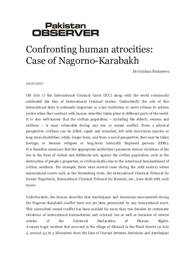 (PDF) Confronting human atrocities: Case of Nagorno-Karabakh