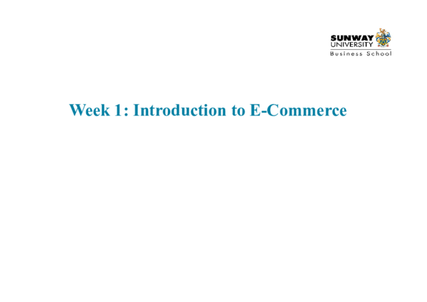(PDF) Week 1: Introduction to E-Commerce