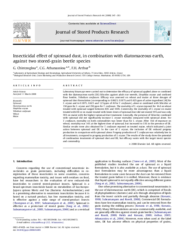 (PDF) Insecticidal effect of spinosad dust, in combination with ...